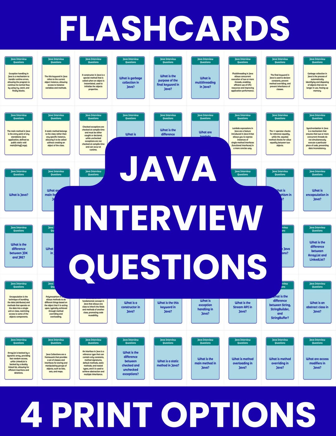 Java Interview Questions & Answers Flashcards (digital PDF Download ...