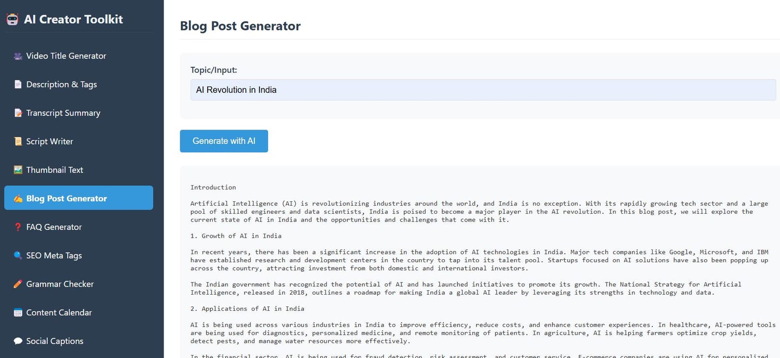 AI Content Creator Toolkit – Flask Web App With Openai Integration - Etsy