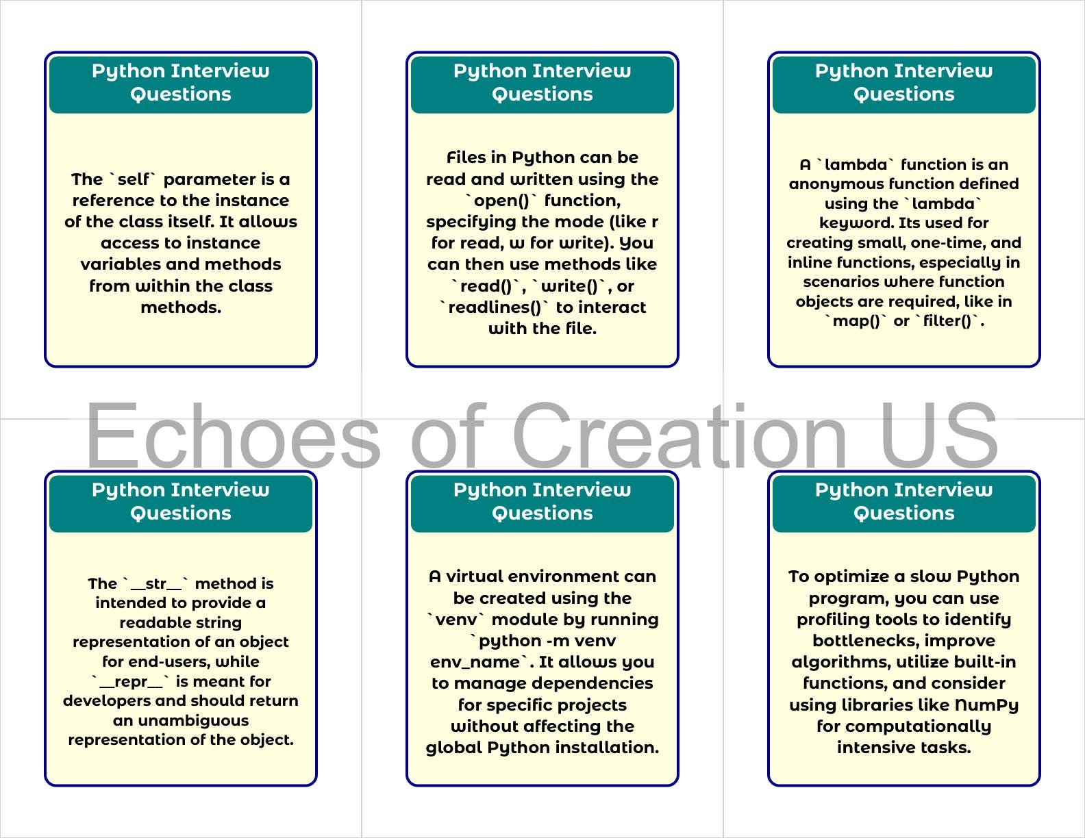 Python Interview Question and Answers Flashcards - Etsy