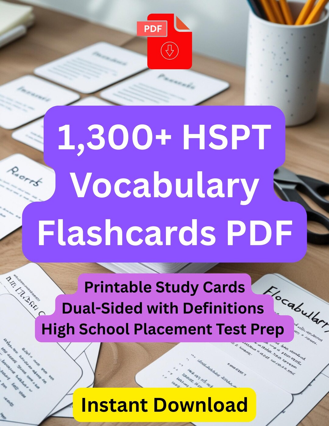 1300+ HSPT Vocabulary Flashcards PDF | Printable Study Cards | Dual ...