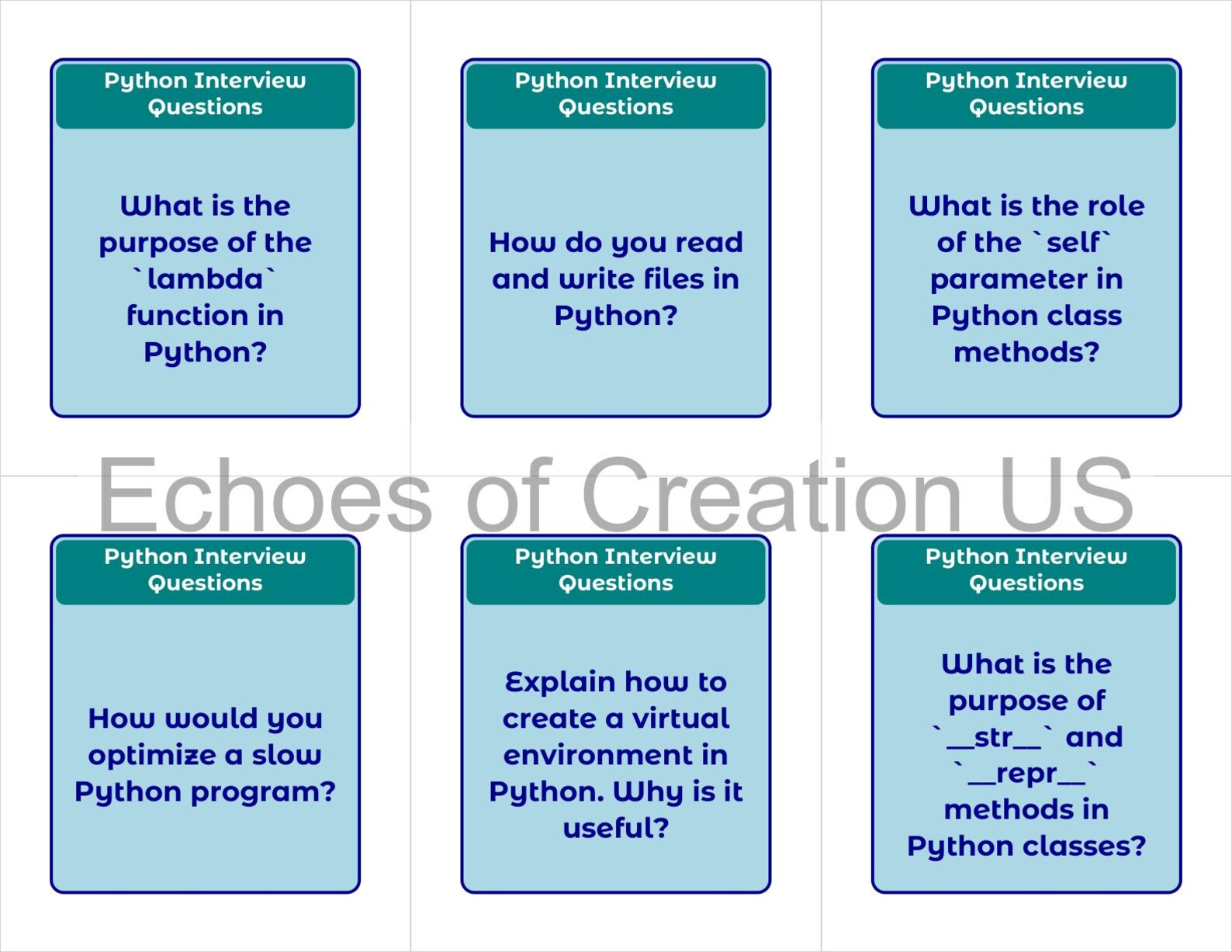 Python Interview Question and Answers Flashcards - Etsy