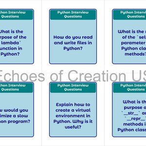 Python Interview Question and Answers Flashcards - Etsy