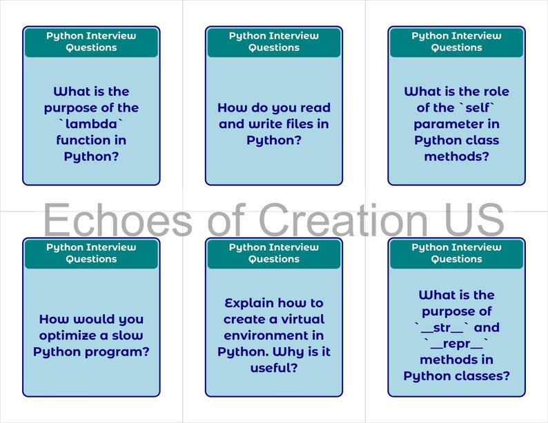 Python Interview Question and Answers Flashcards - Etsy