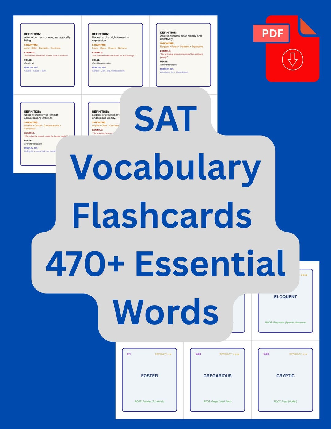 Comprehensive SAT Prep: 470+ Vocabulary Words - Etsy