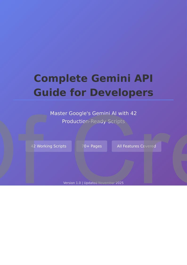 Complete Gemini API Guide - 42 Python Scripts, 70+ Page PDF & Cheat Sheet - Digital Download - Etsy