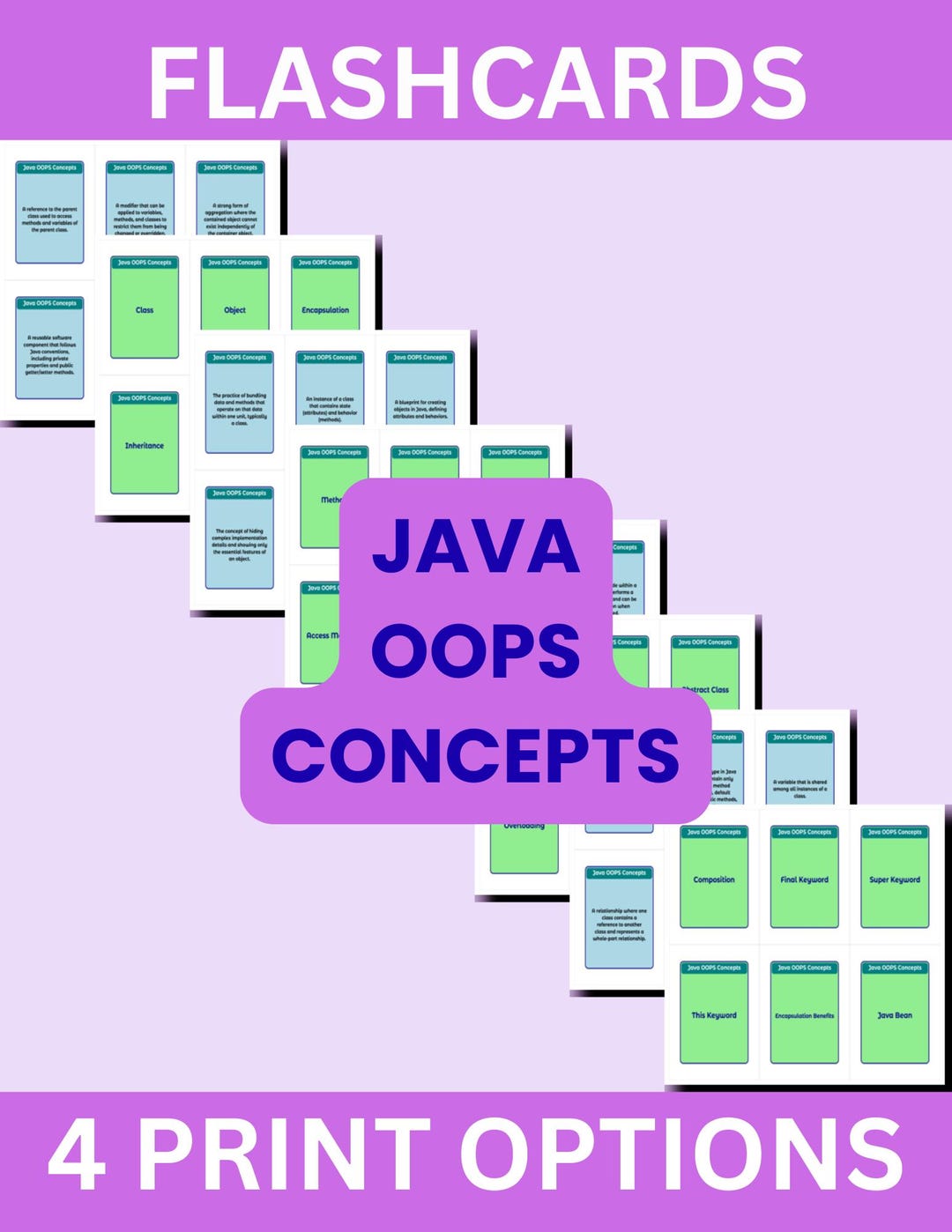 Java Oops Concepts Flashcards (digital PDF) | Object Oriented ...