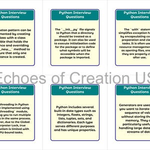 Python Interview Question and Answers Flashcards - Etsy