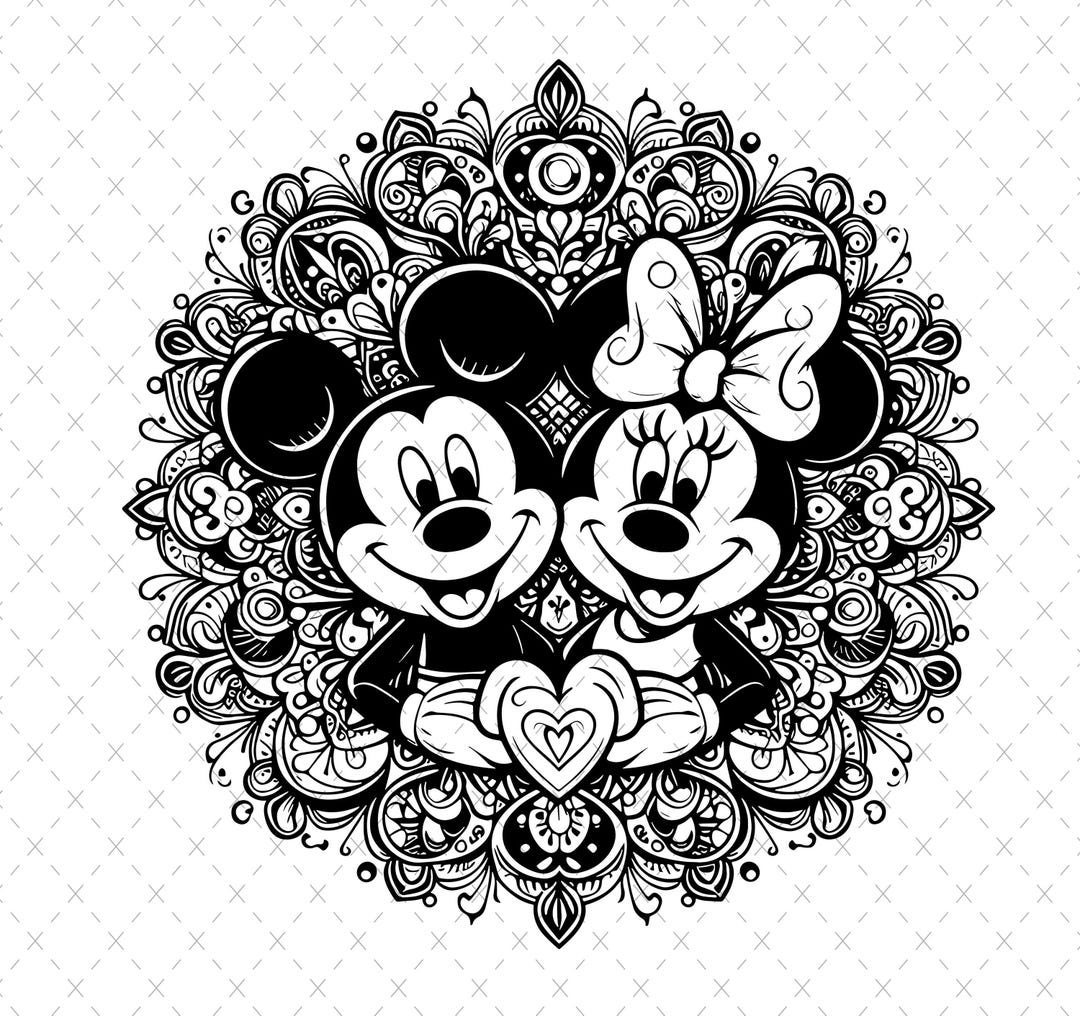 Mickey and Minnie Mandala SVG: Printable Clipart (digital Download) - Etsy