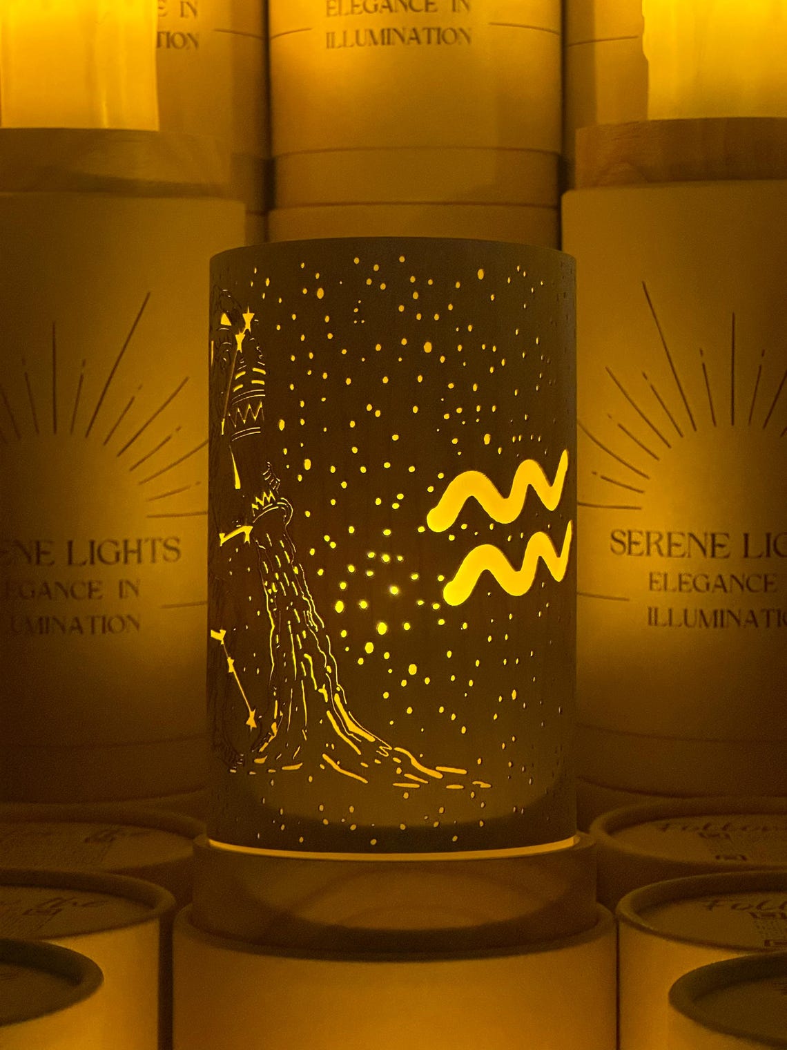 Aquarius Constellation Table Lamp | Flameless Zodiac Light - Etsy