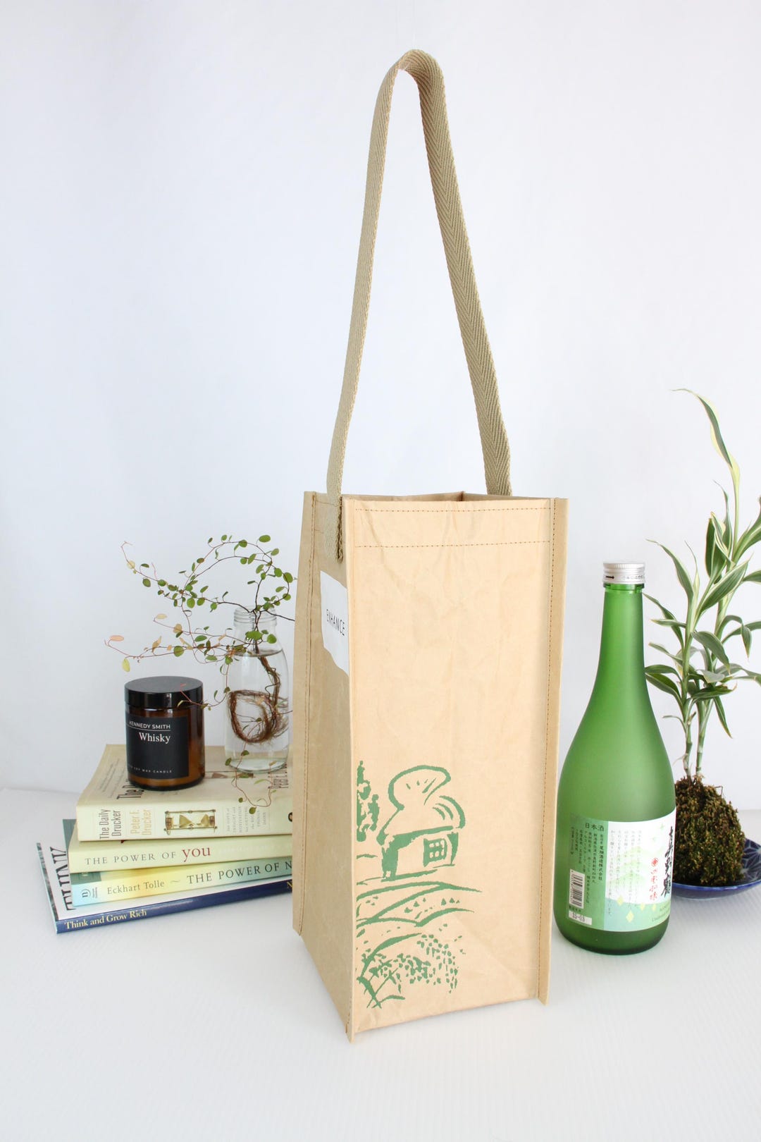 Upcycled Japanese Rice Sack Sake Carrier | Handmade Bottle Bag | One of ...