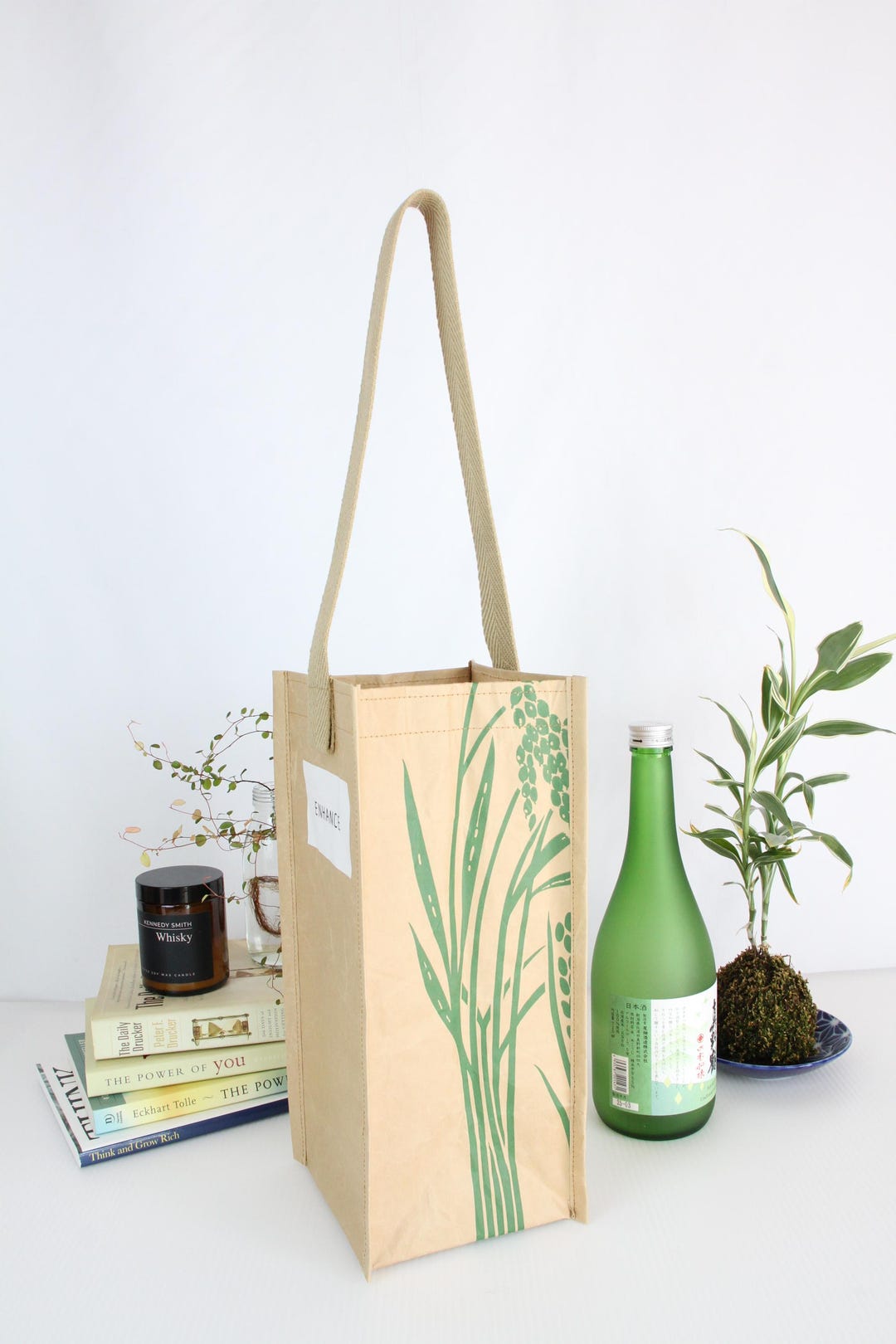 Upcycled Japanese Rice Sack Sake Wine Bottle Carrier | Eco Gift ...