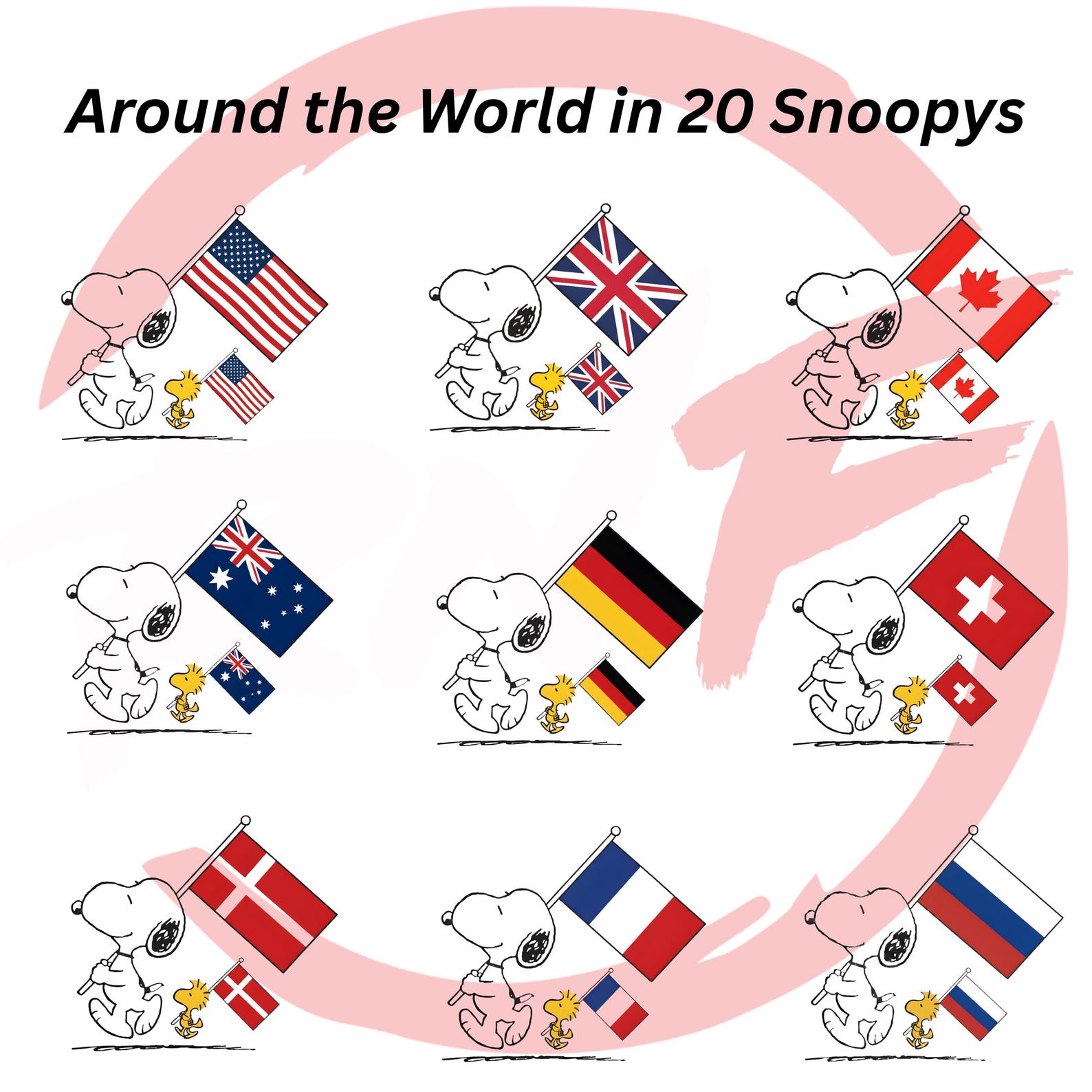 Snoopy Country Flags PNG Bundle, Snoopy Clipart, Snoopy Travel Flags ...