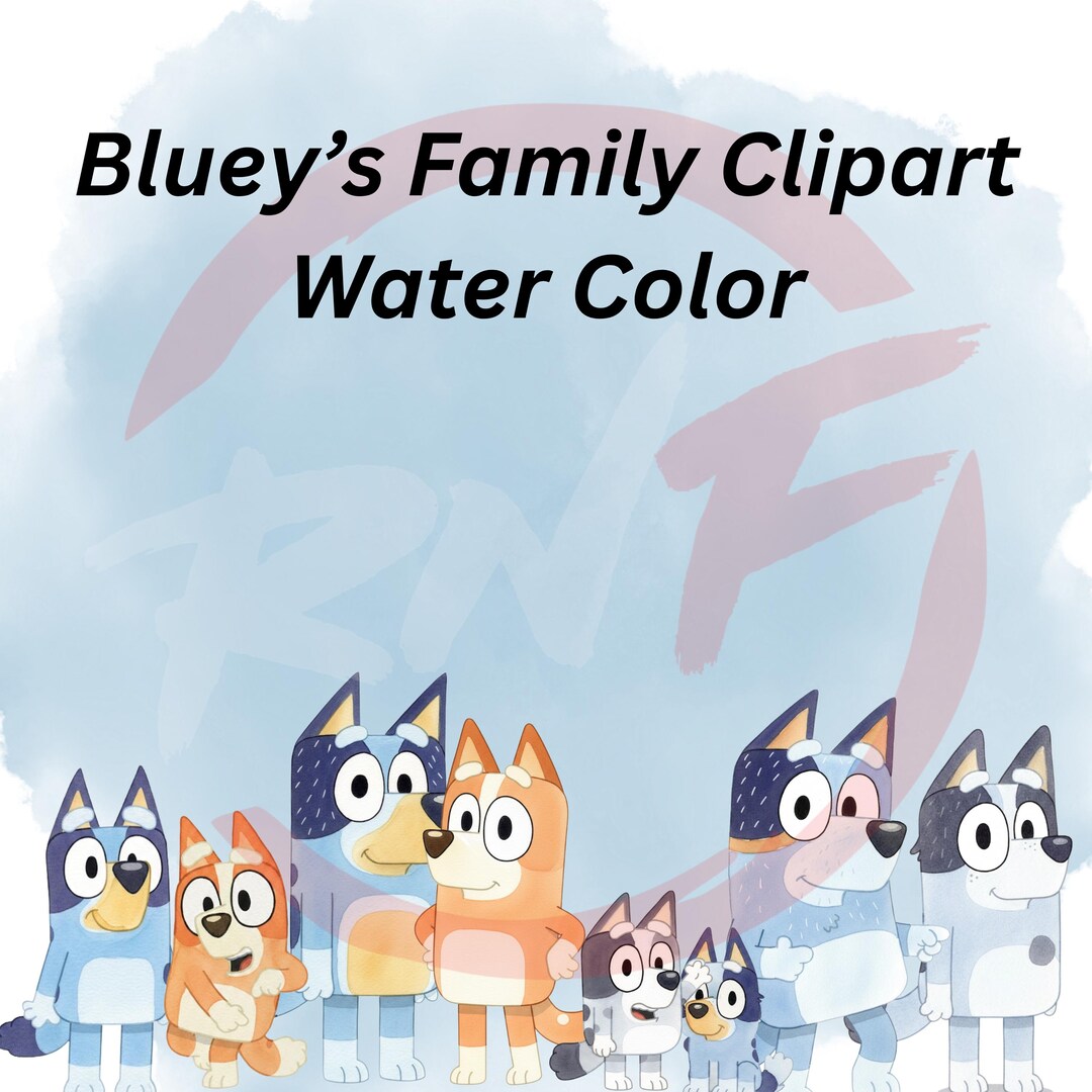 14 Bluey Family Watercolor Clipart PNG, Cute Cartoon Dog Family ...