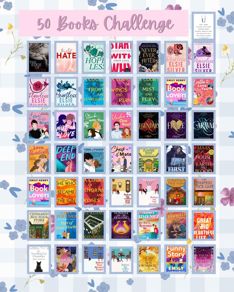 6.6 SALE** 50 Books Challenge Tracker Canva Template | Booktok Reading ...
