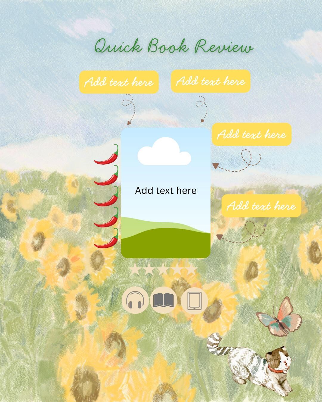 Quick Book Review Template | Canva Free Book Review | Aesthetic Reading ...