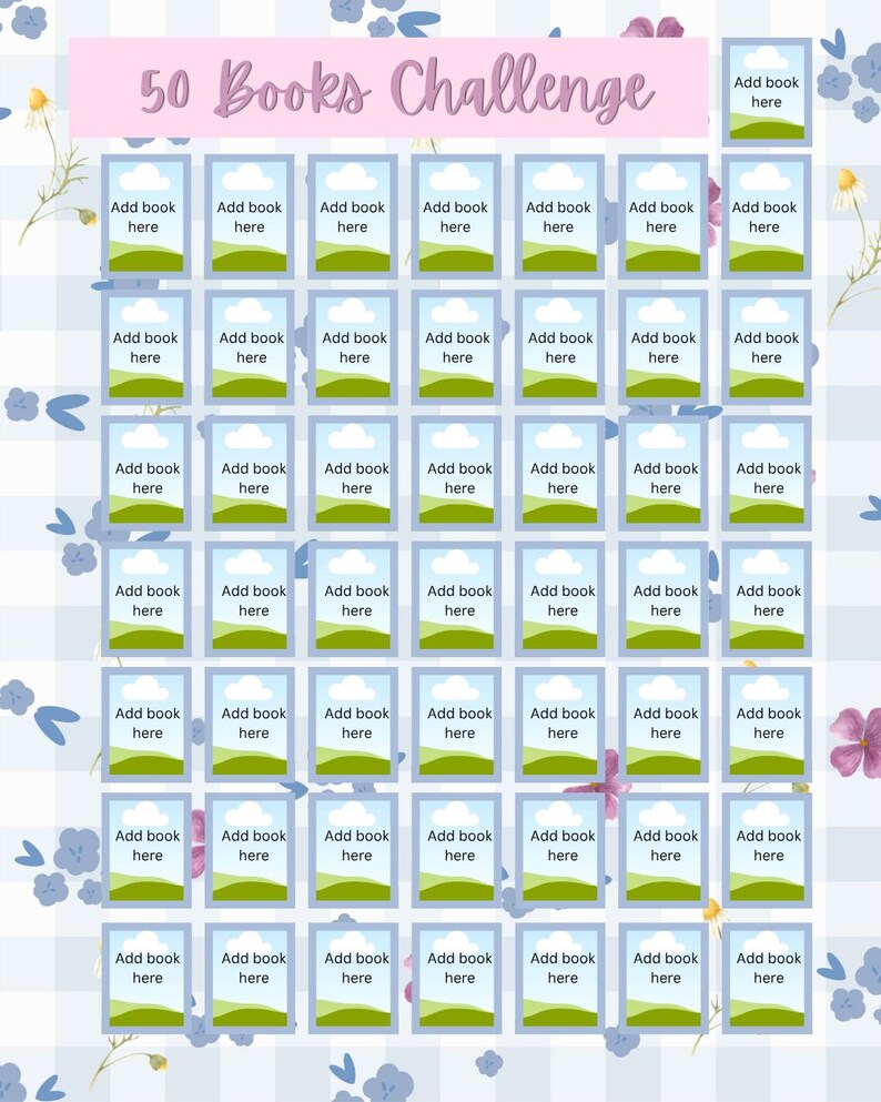 6.6 SALE** 50 Books Challenge Tracker Canva Template | Booktok Reading ...