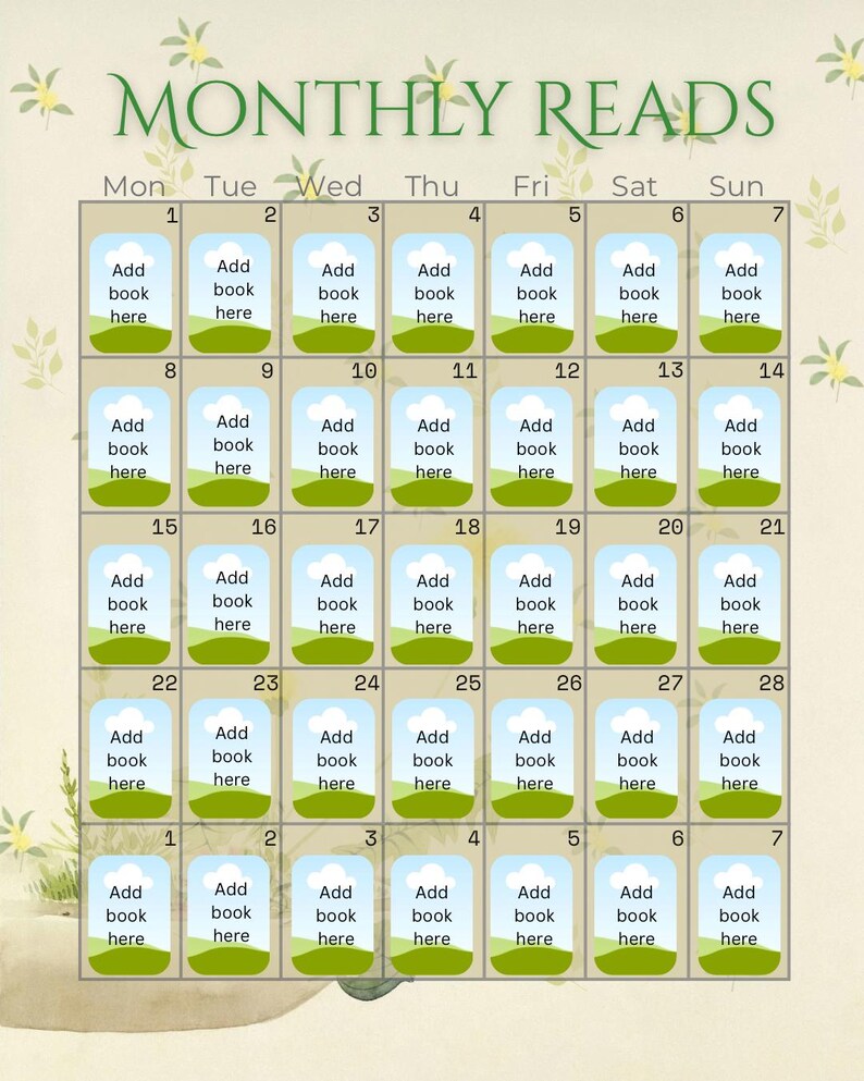 Monthly Reading Tracker Canva Template | Book Journal (digital Download ...