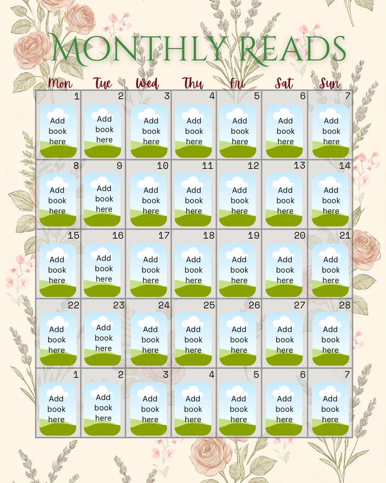 Monthly Reading Tracker Canva Template | Digital Reading Log | Book ...