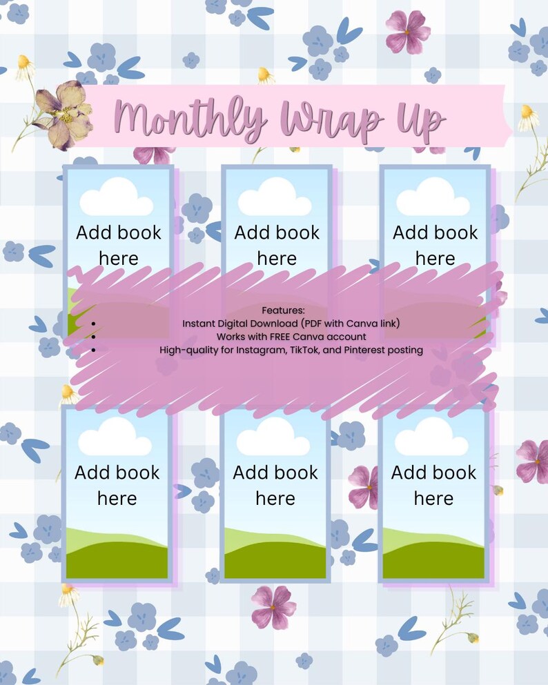 6.6 SALE** Monthly Wrap up Booktok Template Canva | Bookstagram Reading ...