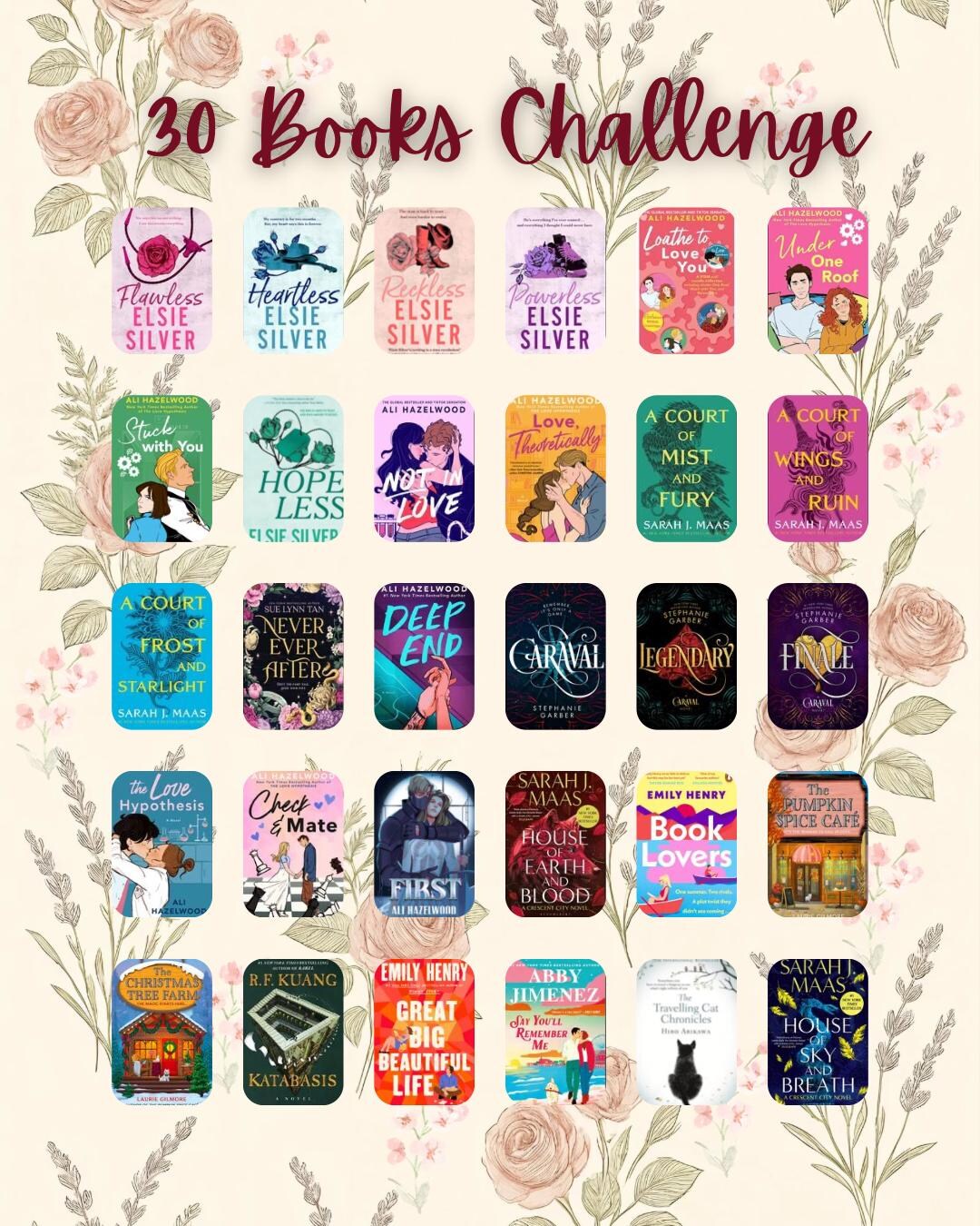 30 Books Reading Challenge Canva Template | Canva Free Editable ...