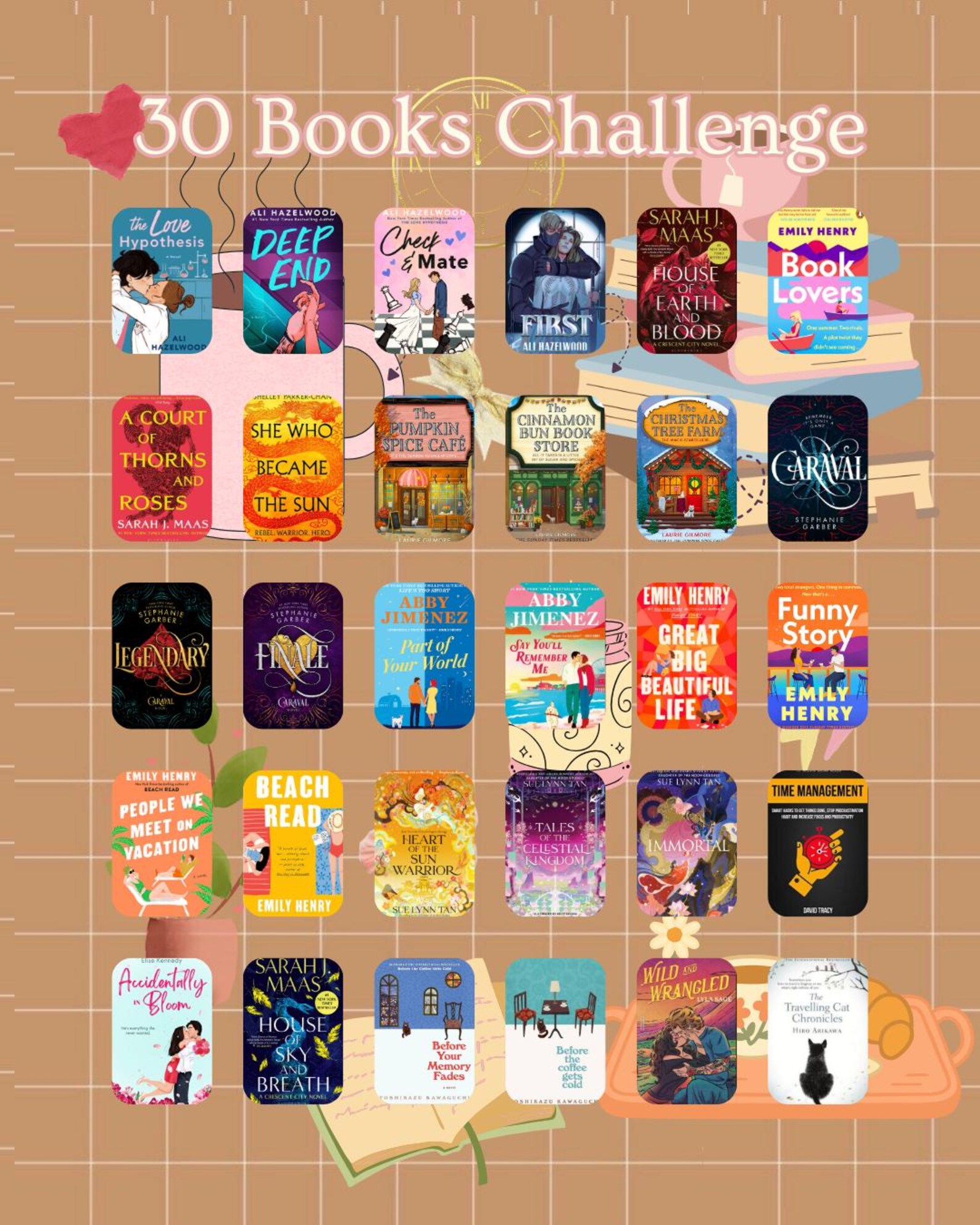 30 Books Reading Challenge Template | Booktok & Bookstagram (canva ...