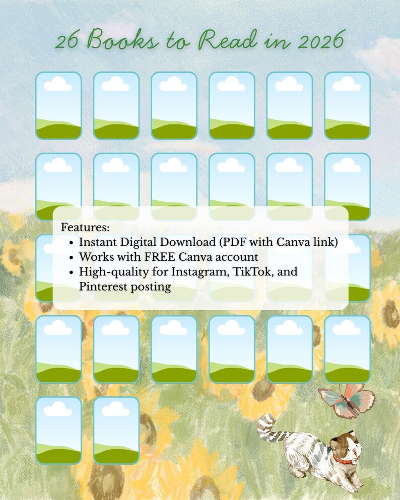 26 Books to Read in 2026 | Book Reading Challenge Canva Template ...