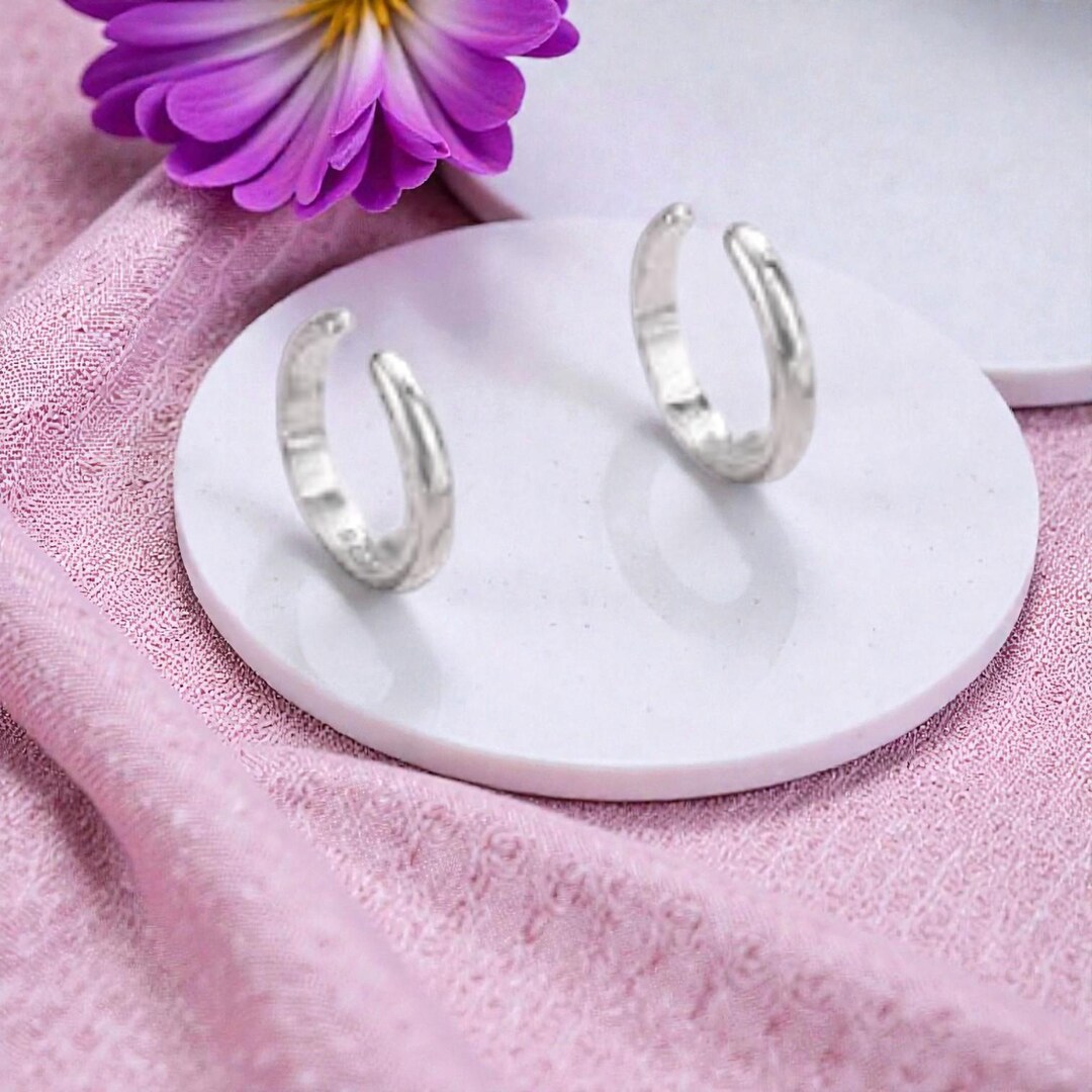 Minimalist 925 Sterling Silver Ear Cuff Earring| Clip on Small Hoop Ear ...