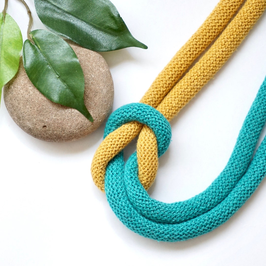 Yellow Turquoise Rope Necklace Cotton Fabric Necklace - Etsy