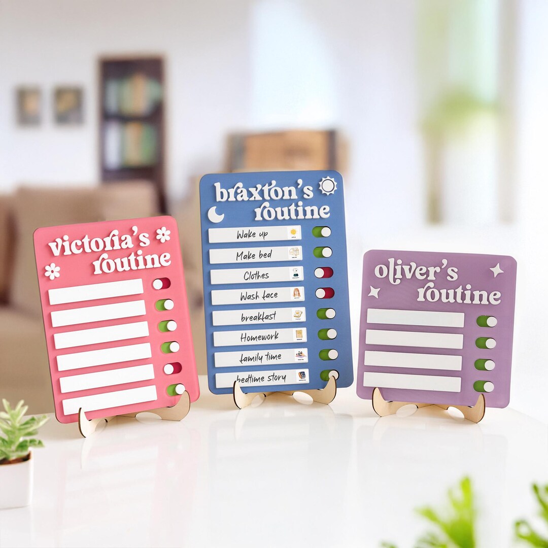 Personalized Sliding Routine Chart, Chore Chart, Kids Daily Tasks, Kid ...