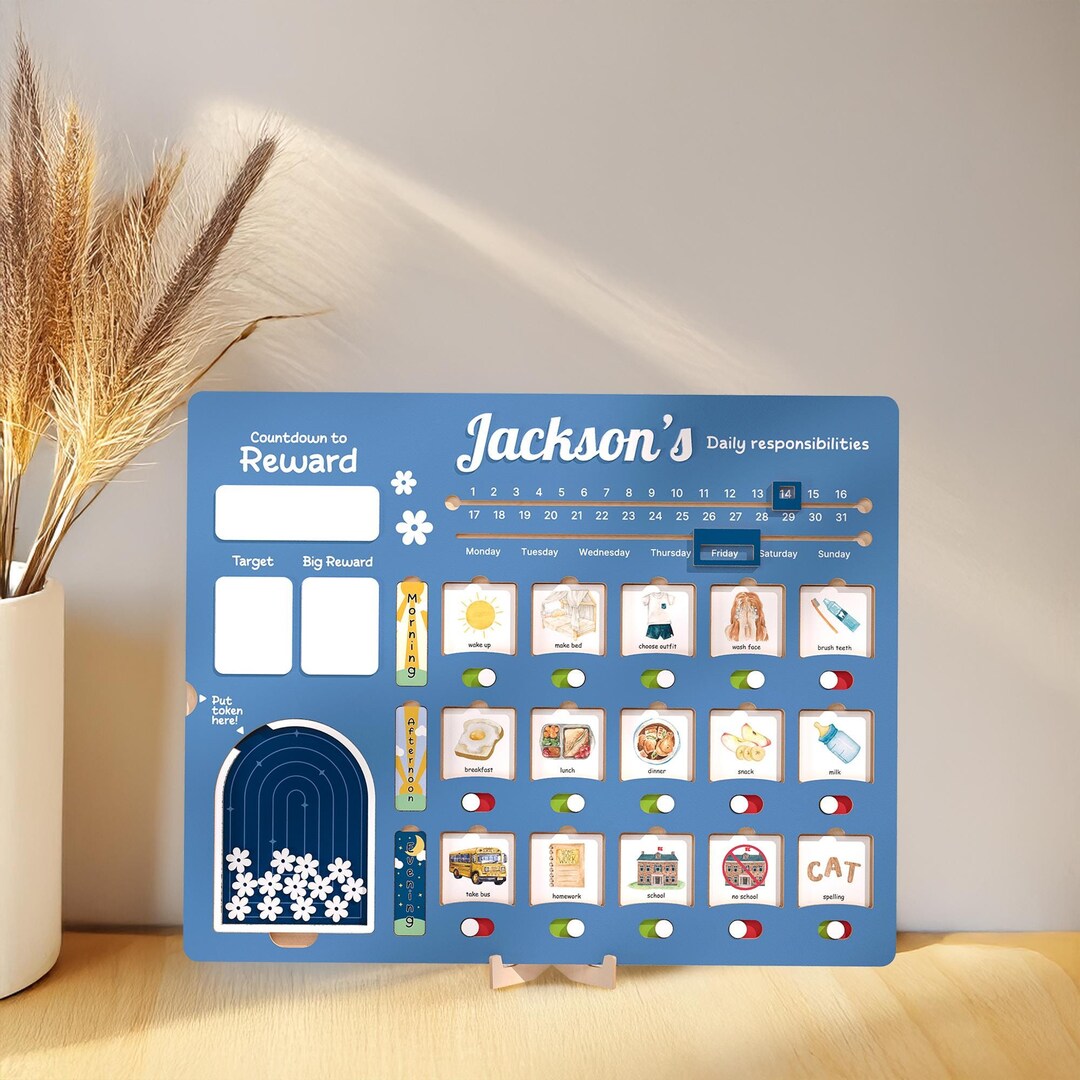 Personalized Sliding Routine Chart, Chore Chart, Kids Daily Tasks, Kid ...