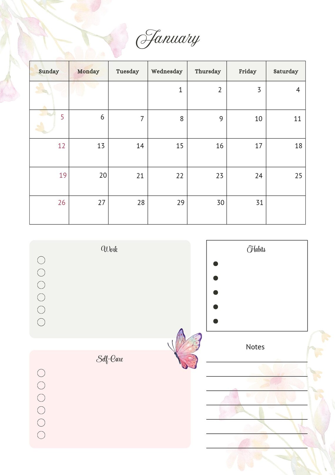 2025 Monthly Planner Printable, A4/a5/letter/half Size, Monthly ...