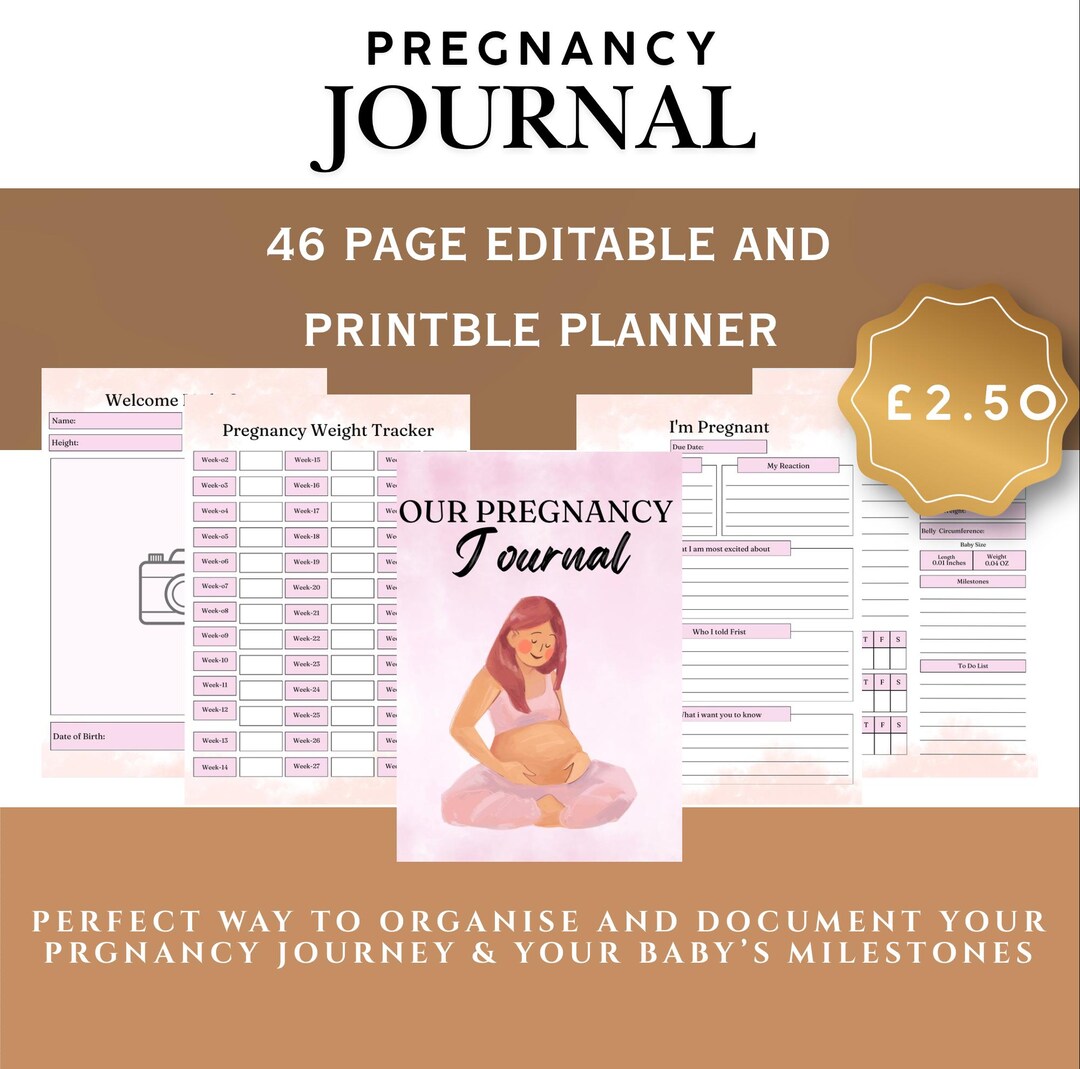 Printable Pregnancy Journal | Digital Pregnancy Planner | Baby Bump ...