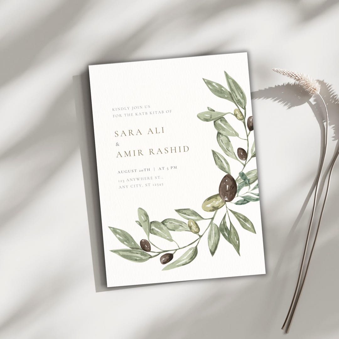 Islamic Wedding Invitation Template, Katb Kitab Digital Download ...