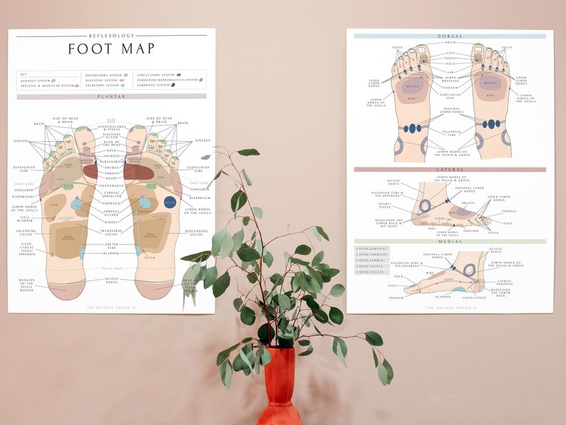 Reflexology Foot Map/foot Chart Print in Sizes A3/A4 Wall-art, Therapy ...