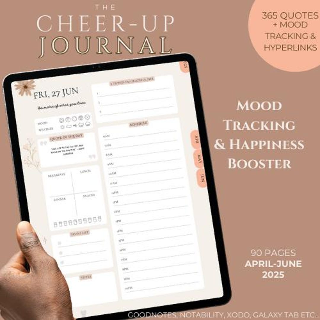 Q2 2025 Daily Journal Planner Mood Tracking & Booster Happiness, 365 ...