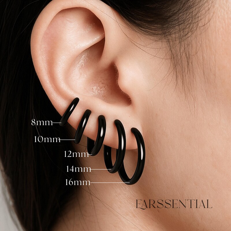 Stackable Black Earrings - Etsy