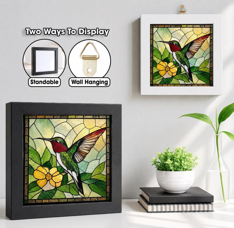 Humingbird Flowers Wall Art Frame,bird Wall Art,colourful Decor Home ...