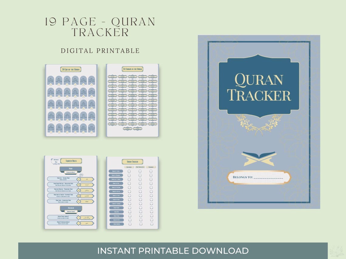 Quran Tracker Islamic Digital Planner Memorization & Recitation Tracker ...