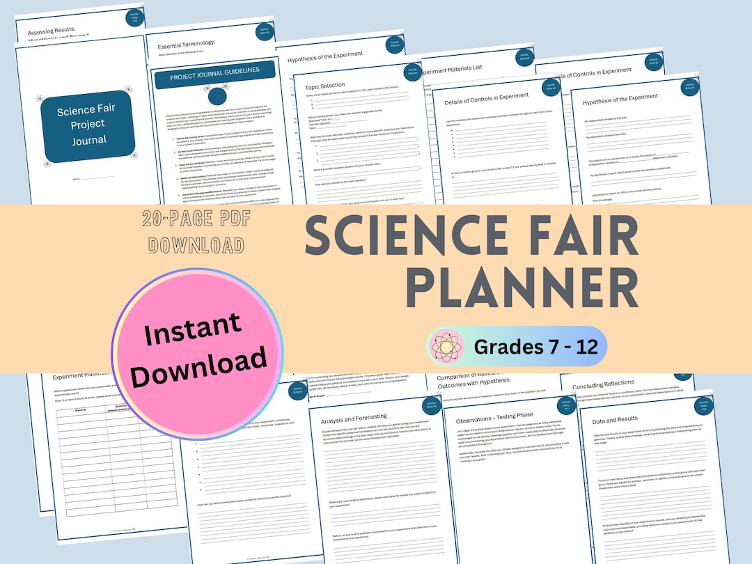 Printable Science Fair Project Journal for Grades 7–12 | Digital ...