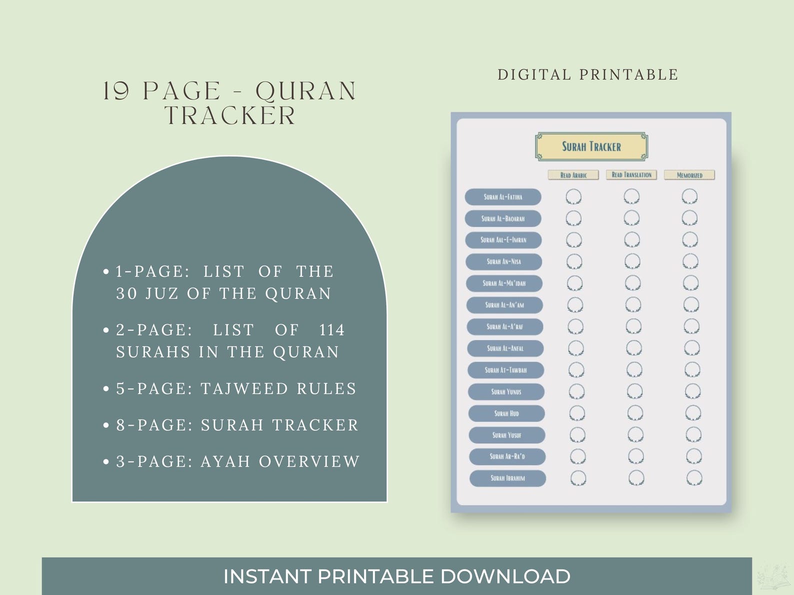Quran Tracker Islamic Digital Planner Memorization & Recitation Tracker ...