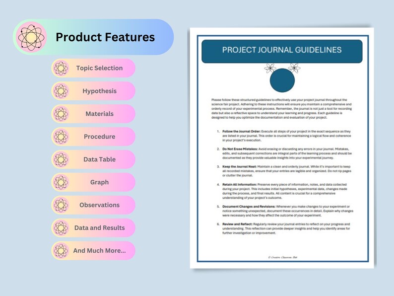 Science Fair Project Journal for Student Planner STEM Resource Project ...