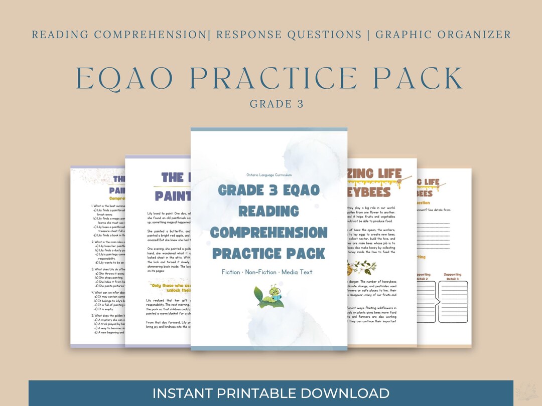 Grade 3 EQAO Reading Comprehension Practice Pack | Comprehension ...