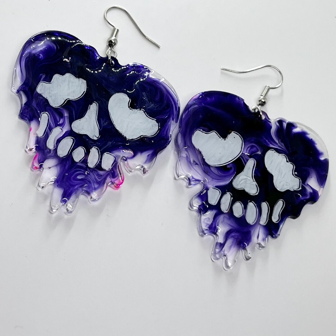 Dripping Creepy Resin Heart Earrings,halloween Gothic Jewlerly ...