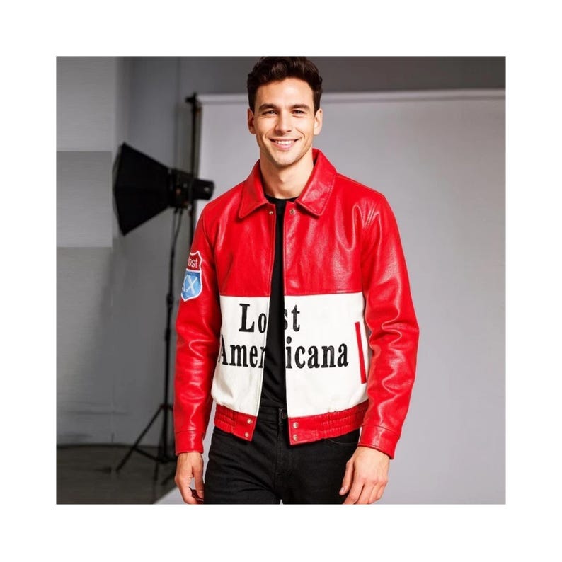 Machine Gun Kelly Red Leather Bomber Jacket Men’s Real Sheepskin ...
