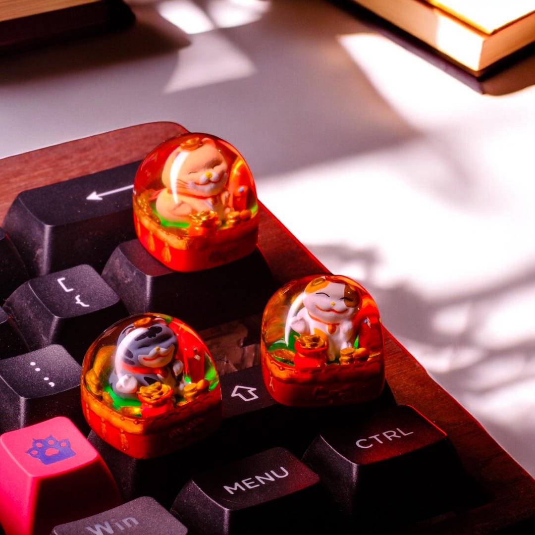 Cute Lucky Cat Keycap, Fun and Fortune Resin Key for Mechanical ...