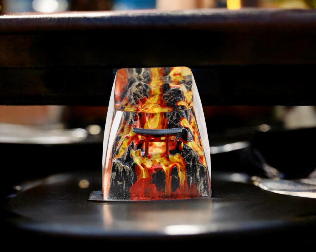 Flaming Torii Gate Keycap, Japanese Artisan Keycap, Resin & Wood Keycap ...