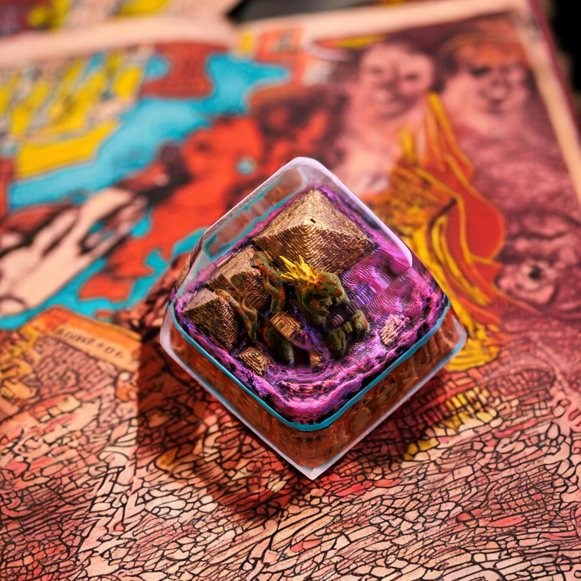 Handmade Kaiju Artisan Keycap: Giant Beast, Cityscape Resin - Etsy