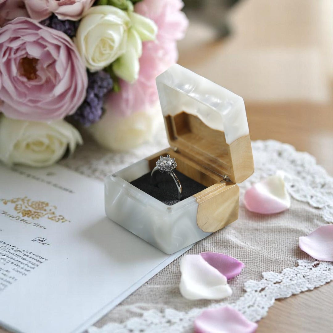 Handmade Resin Ring Box: Modern Wedding Proposal Keepsake - Etsy