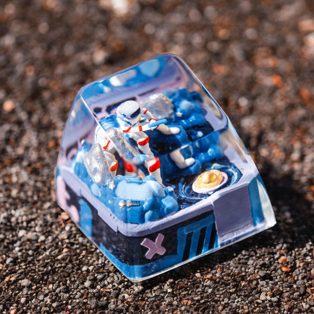 Handmade Astronaut Fishing Resin Keycap: Space Adventure Keyboard - Etsy