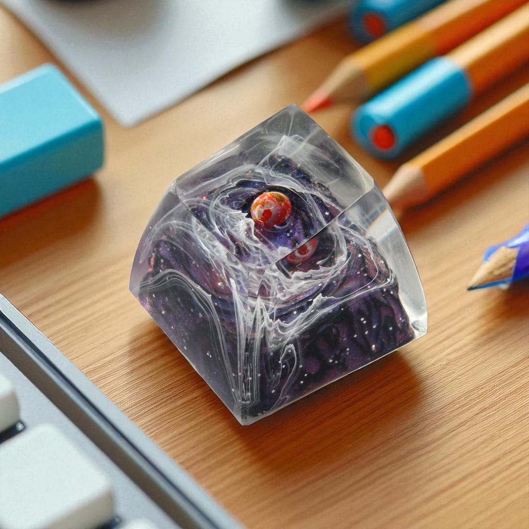 Handmade Resin Planet Keycap: Galactic Swirl Artisan Keyboard Accessory ...